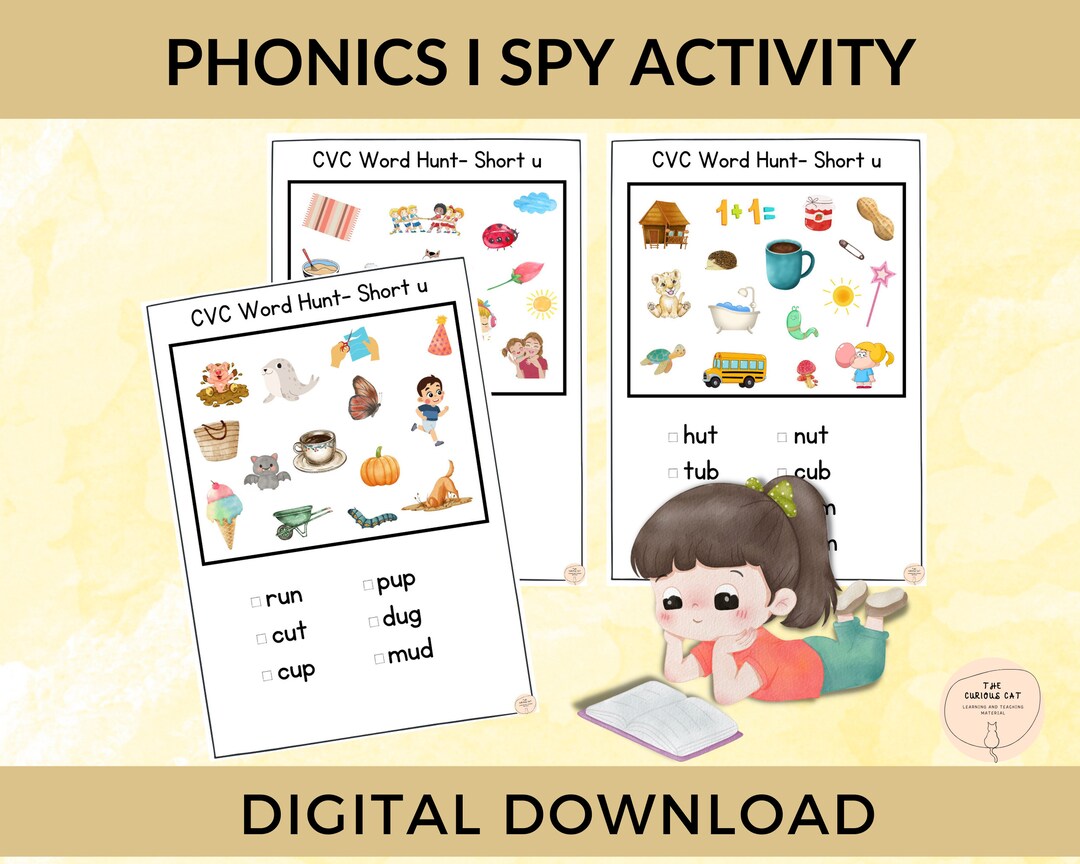 Phonics Worksheets, Kindergarten CVC, I Spy Printables, Activity ...