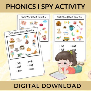 Phonics Worksheets, Kindergarten CVC, I Spy Printables, Activity ...