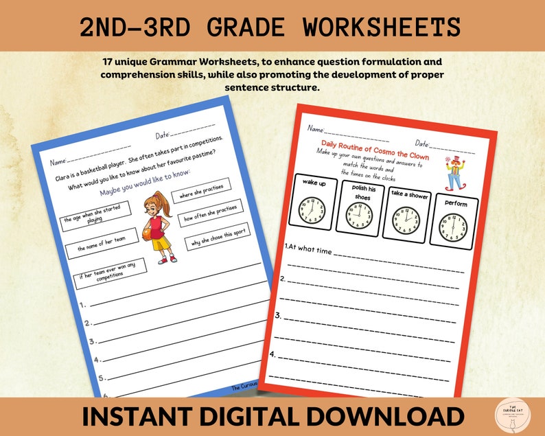 Reading & Writing Worksheets for 2nd - 3rd Grade | Sentence Building ...