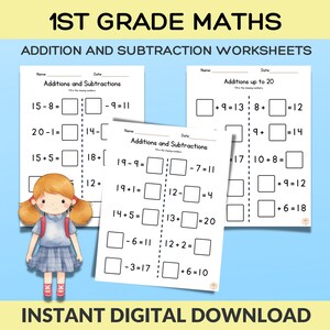 Maths Worksheets, 1st Grade Maths Printouts, Addition & Subtraction ...