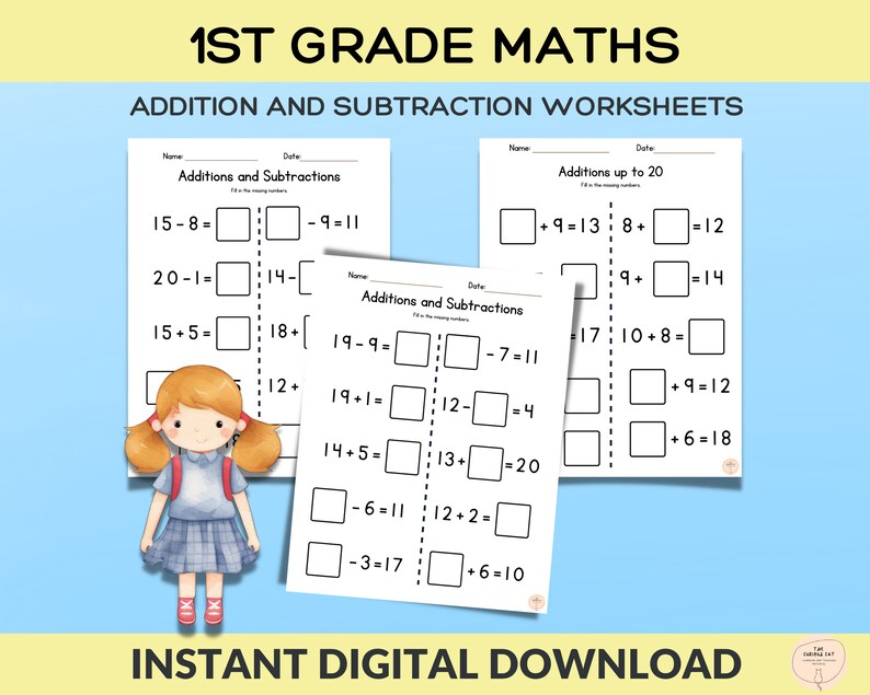 Maths Worksheets, 1st Grade Maths Printouts, Addition & Subtraction ...