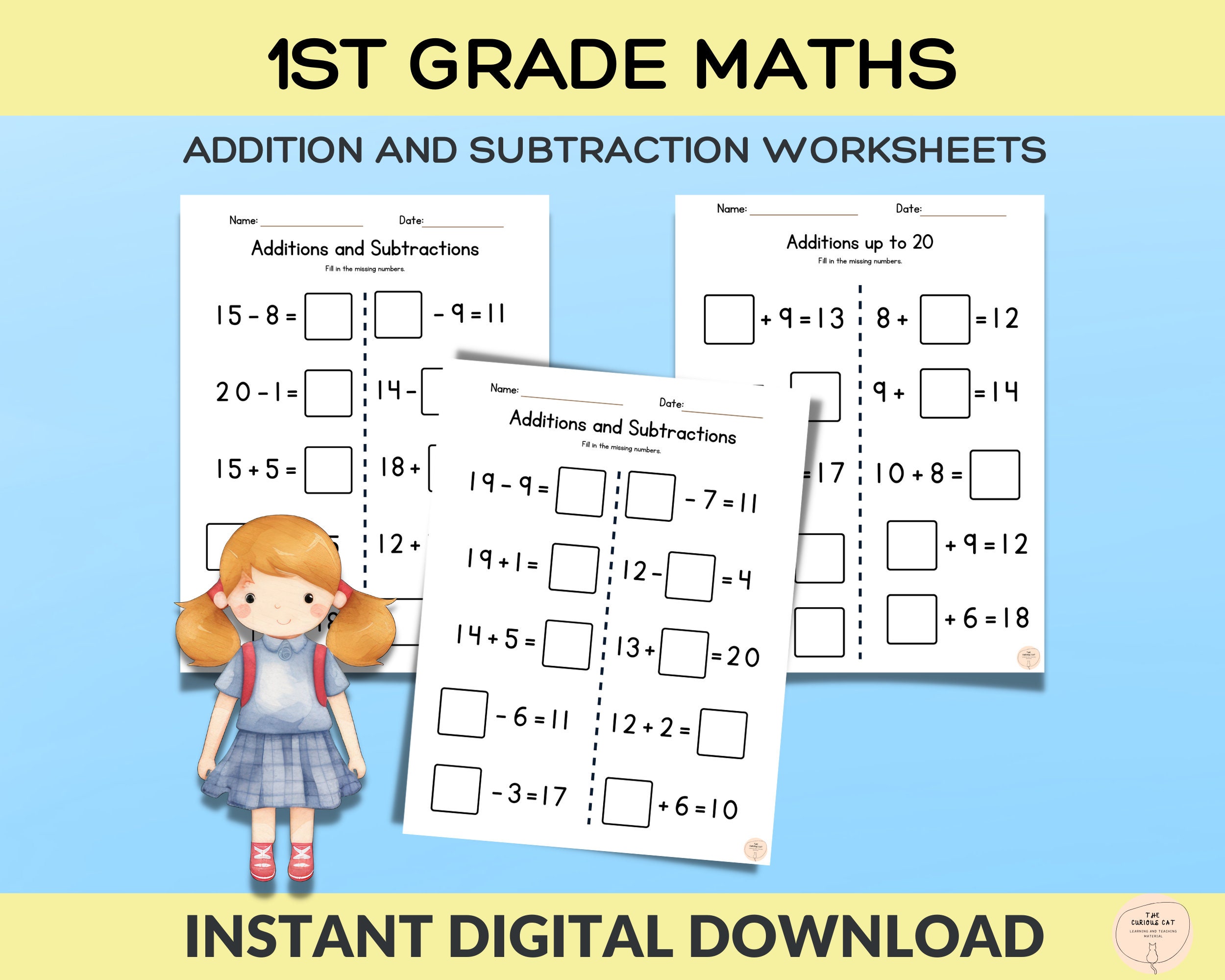 Maths Worksheets, 1st Grade Maths Printouts, Addition & Subtraction ...