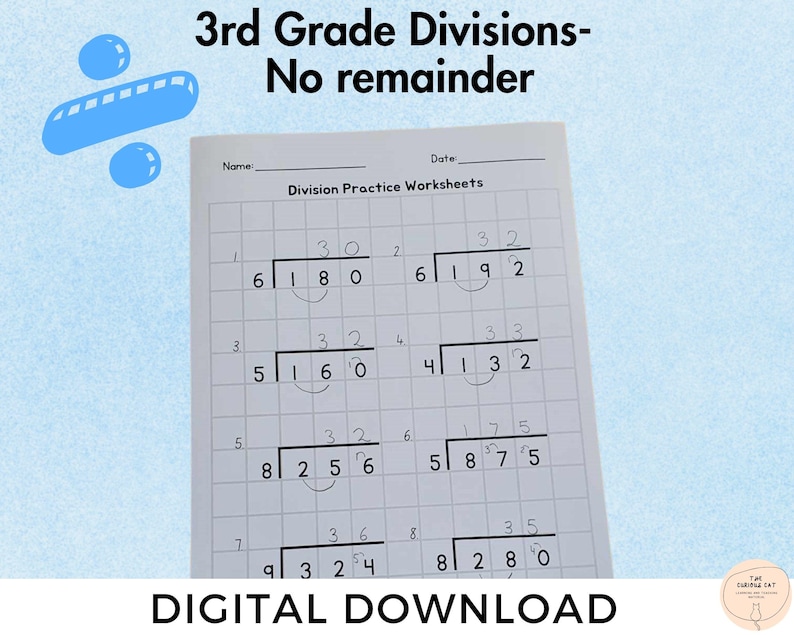 Division Worksheets Without Remainder; Division Printouts for 3rd Grade ...