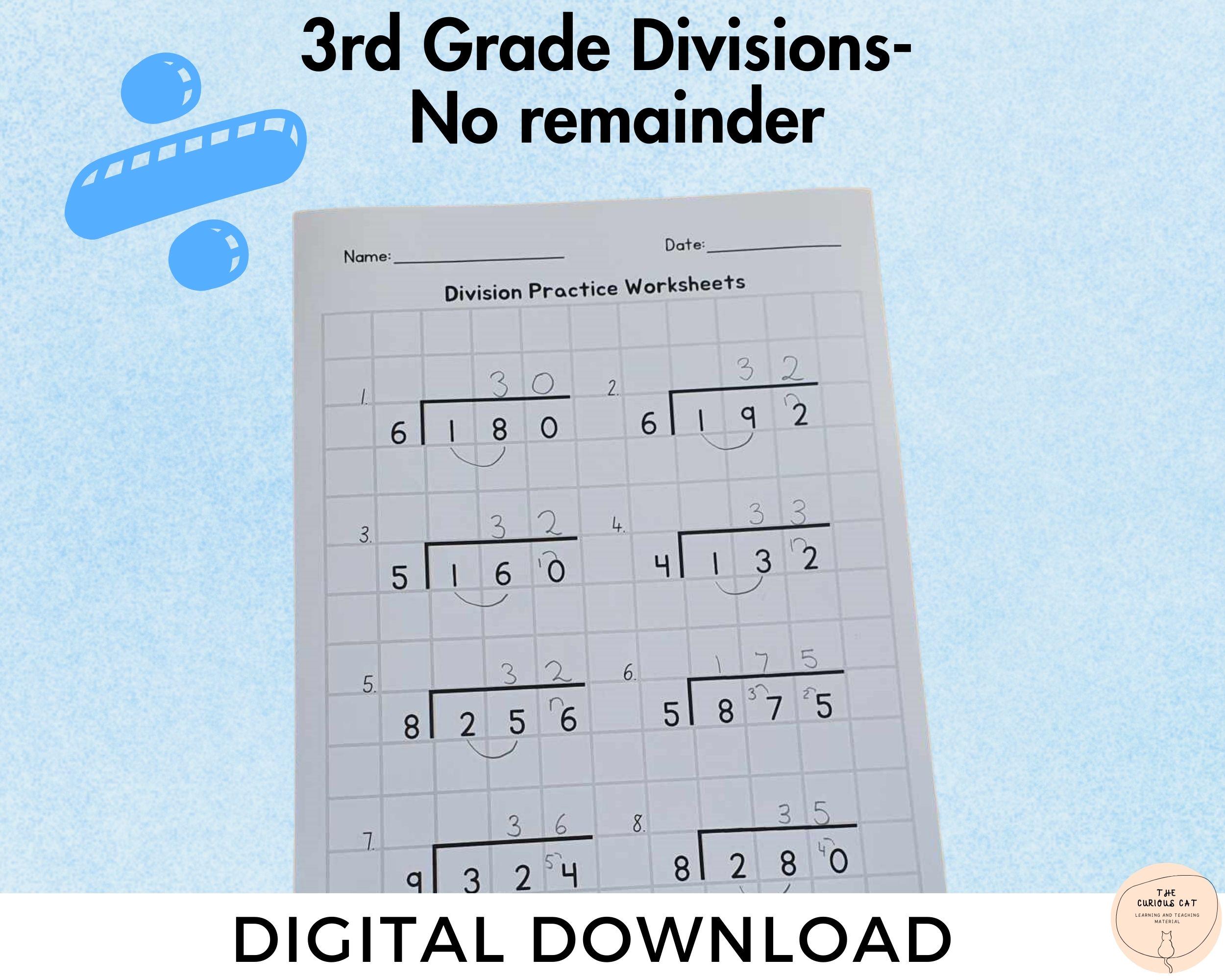 Division Worksheets Without Remainder; Division Printouts for 3rd Grade ...