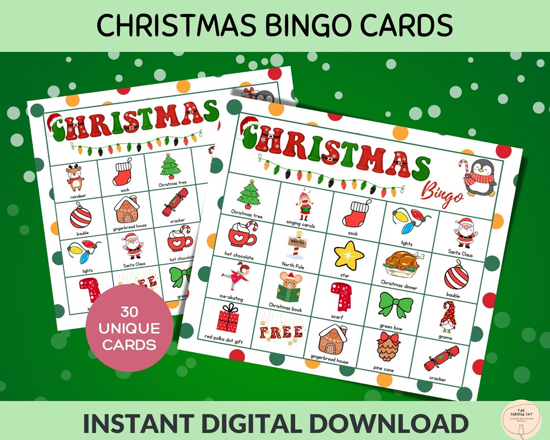 Christmas Party Printable, Classroom Activity for Kids, Christmas Bingo ...