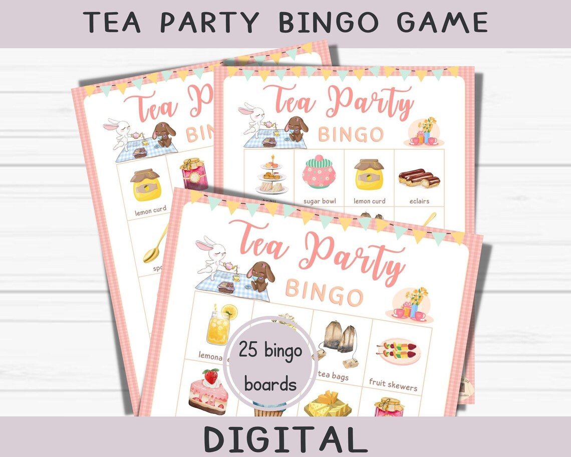 Tea Party Bingo Cards, Tea Party Games, Kids Printable Garden Party ...