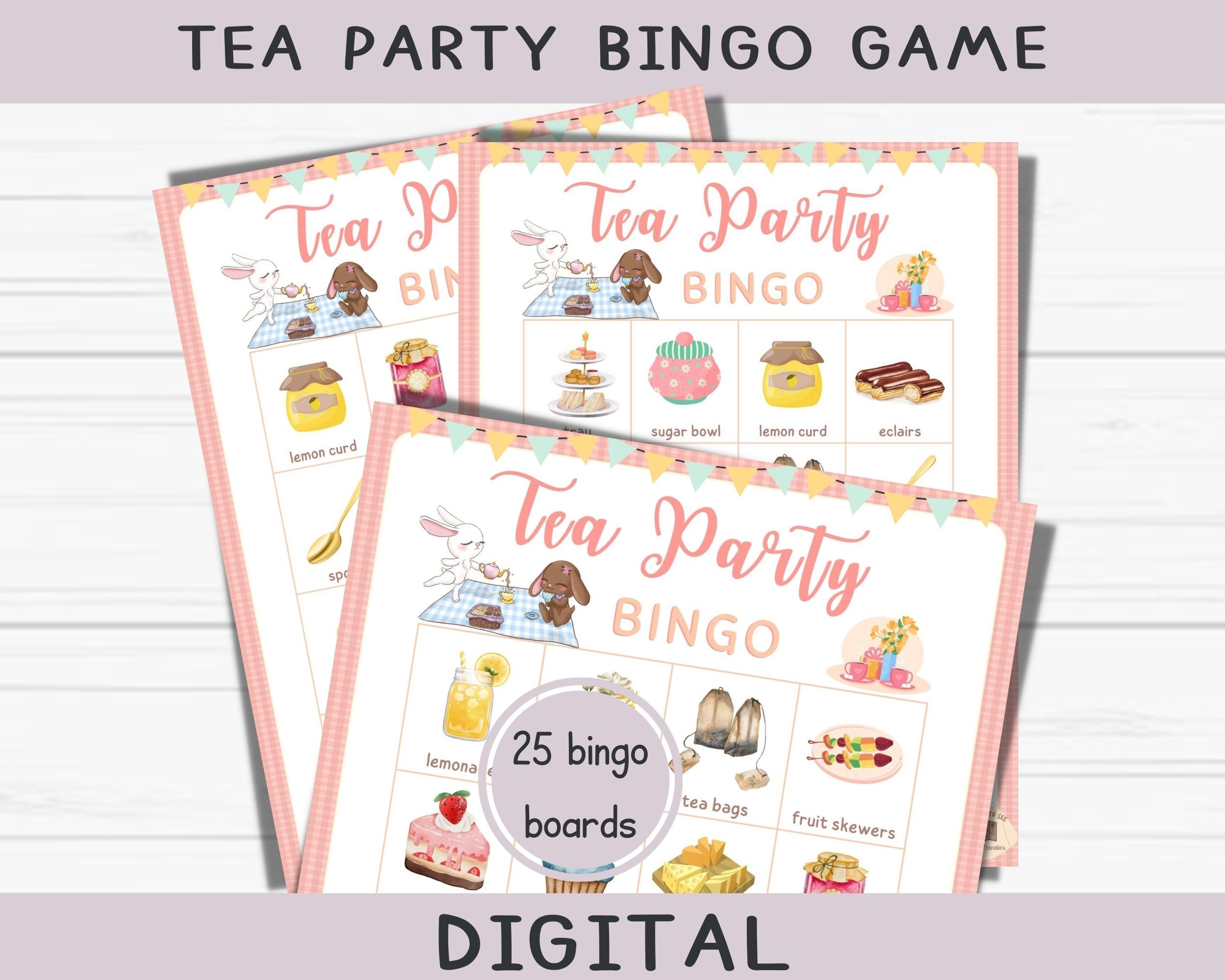Tea Party Bingo Cards, Tea Party Games, Kids Printable Garden Party ...
