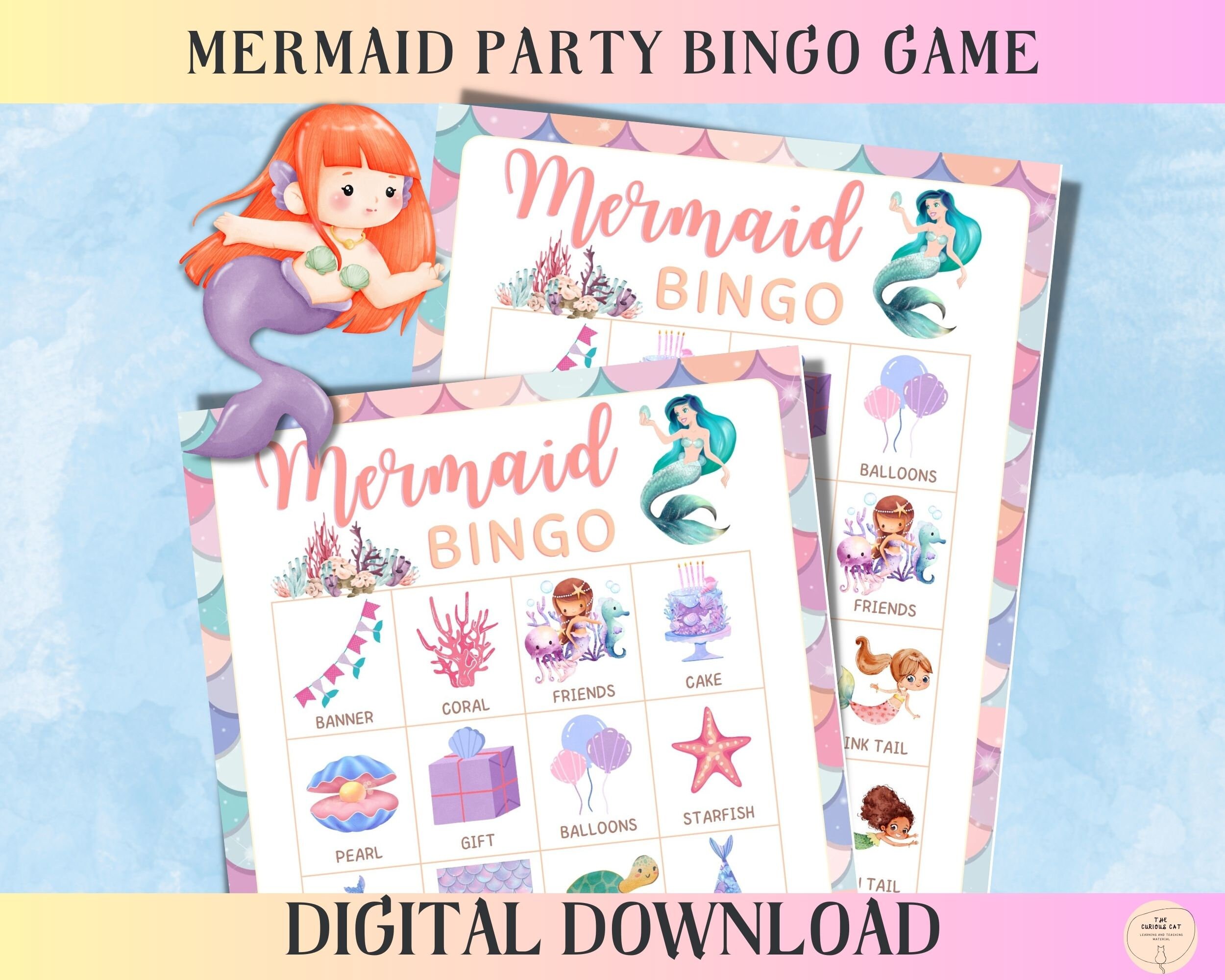 Mermaid Bingo Printable, Kids Party Activity, Birthday Party Game ...