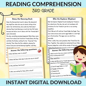2nd-3rd Grade Reading Comprehensions Bundle | Writing Frames Printables ...