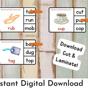 CVC Rhyming Words Activity, Word Families Rhyming Picture Cards, Early ...