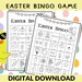 30 Easter Bingo Cards Outline Black & White Printable Classroom Game ...