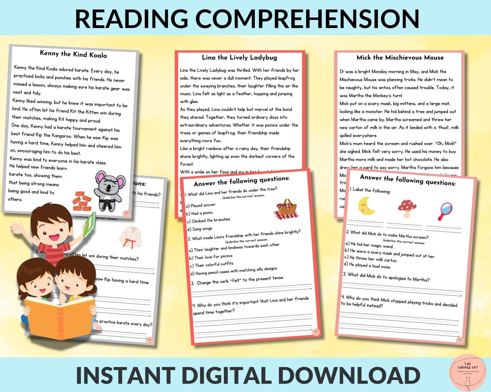 2nd-3rd Grade Reading Comprehensions Bundle | Writing Frames Printables ...
