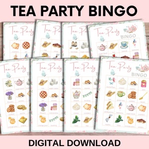 Vintage Tea Party Bingo Games, Bingo Cards, Labelled Calling Cards ...