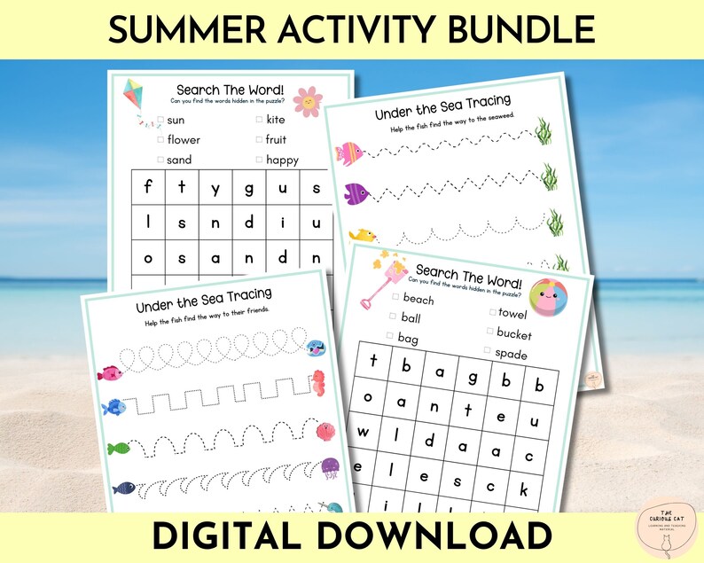 Summer Printable Activity Bundle, Summer Kids Activities, Kids ...