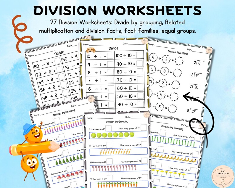 Maths Printable | Division Practice Worksheets | 2nd and 3rd Grade ...