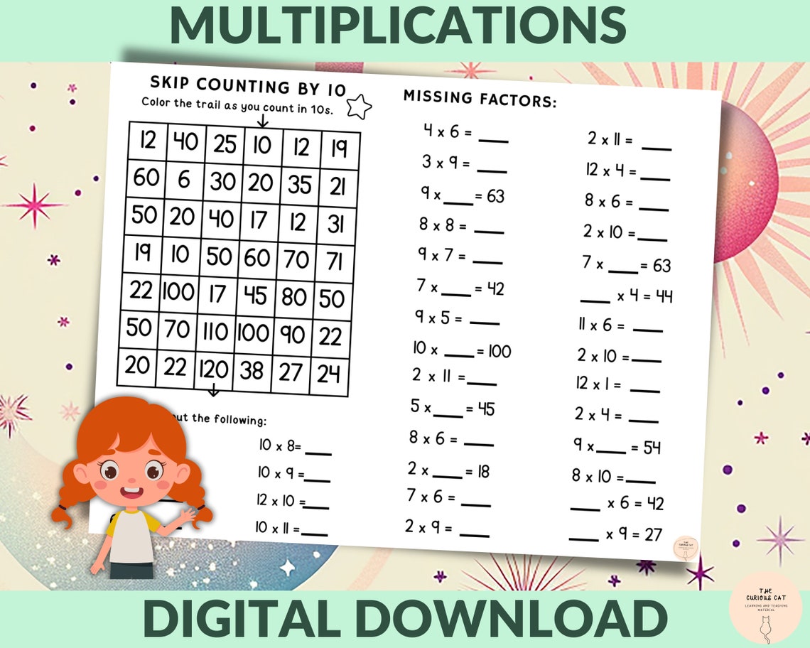 Maths Multiplication Practice Worksheets, Skip Counting Coloring ...