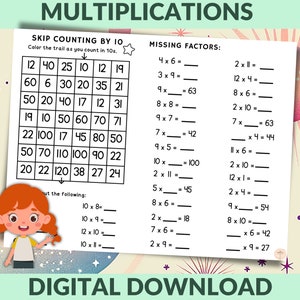 Maths Multiplication Practice Worksheets, Skip Counting Coloring ...