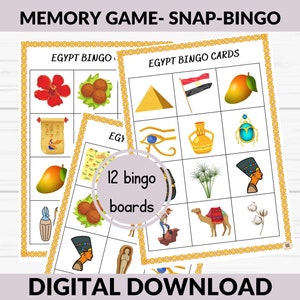 Egyptian-themed Game Set, Kids Printable Games, Ancient Egypt, Bingo ...