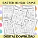 30 Easter Bingo Cards, Outline, Black & White Printable Classroom Game ...