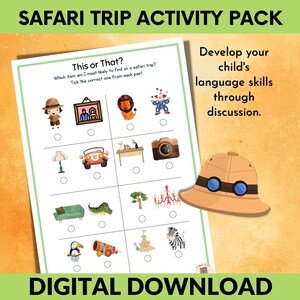 Kindergarten Printable, A Safari Trip Pack for Young Explorers, A ...