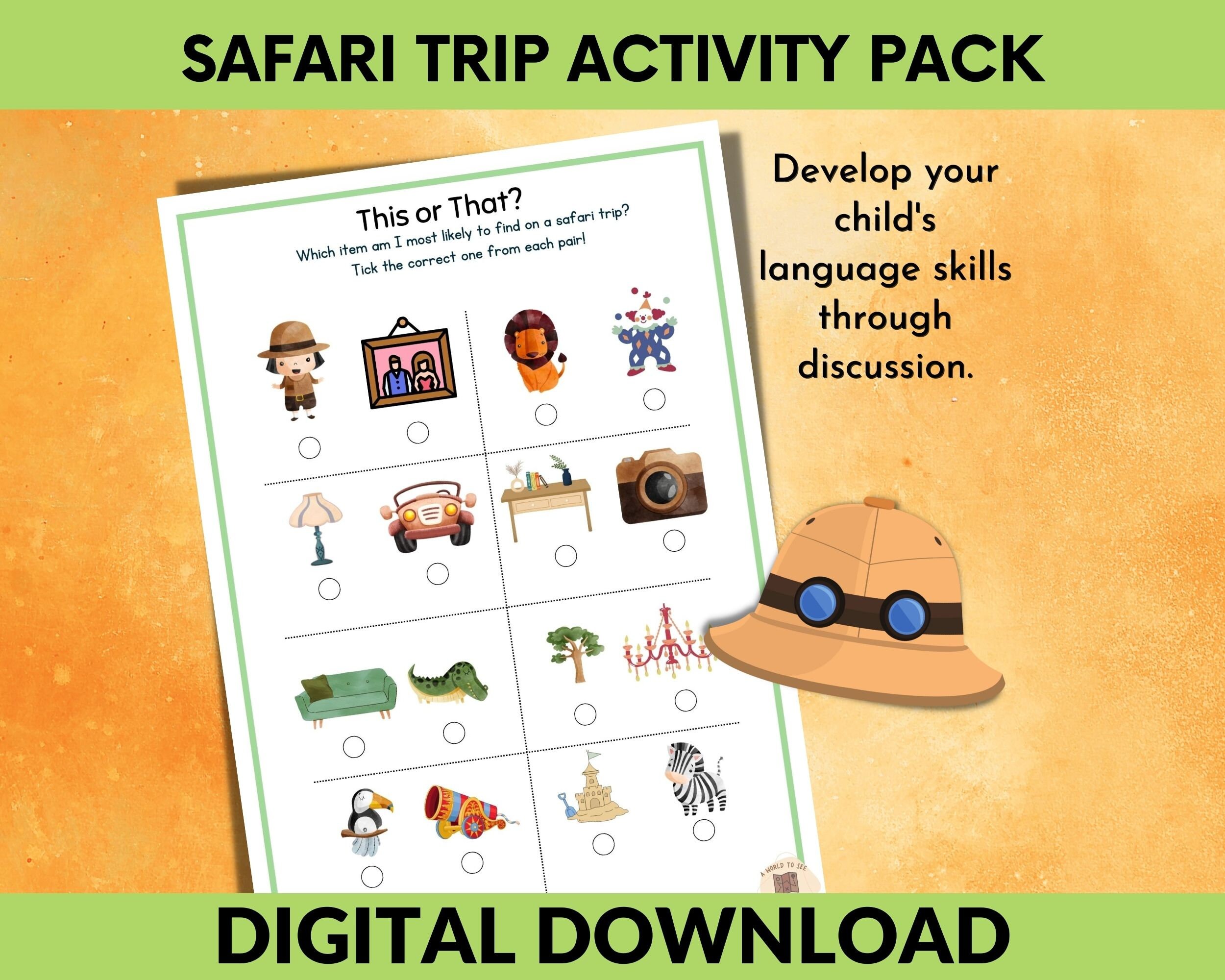 Kindergarten Printable, A Safari Trip Pack for Young Explorers, A ...