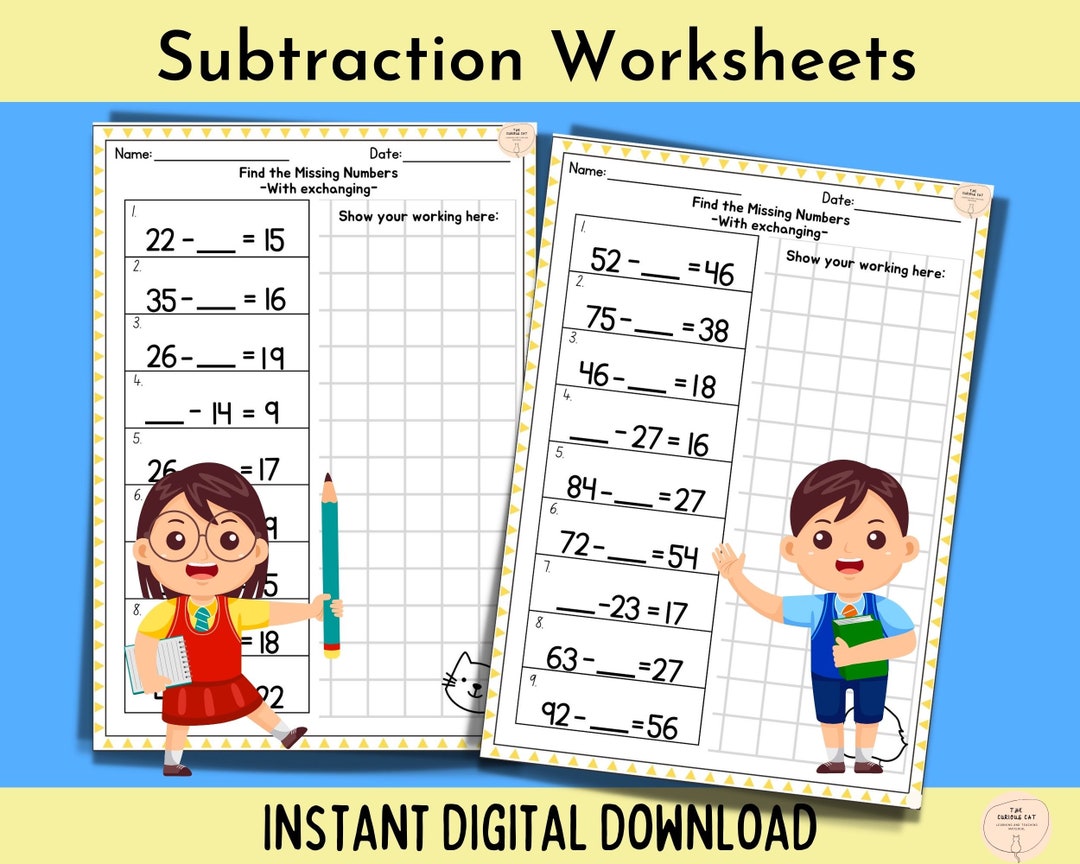 Maths Worksheets Subtractions for 3rd Grade (answers Included) Fill in ...