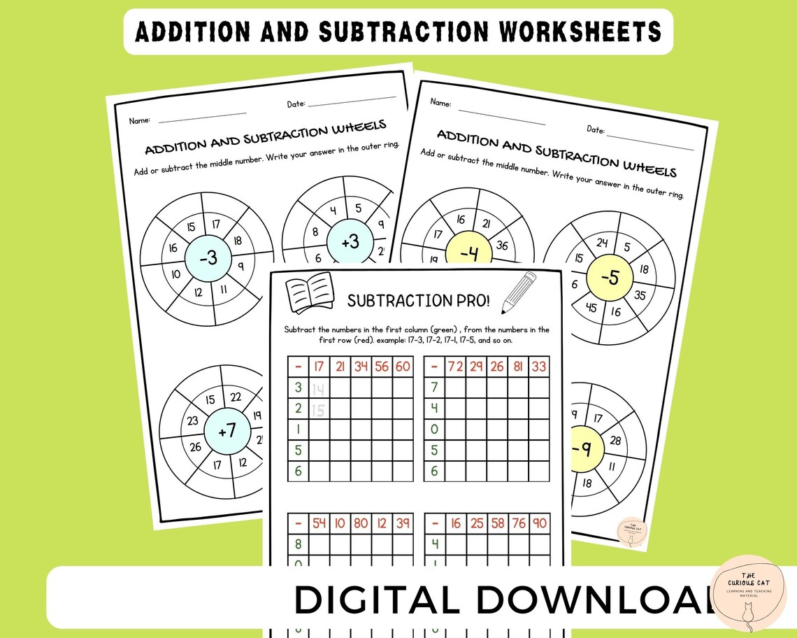 Addition Subtraction Worksheets, 2nd Grade Printables, Home School ...