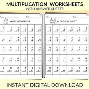 Multiplication Worksheets, 30 Multiplication Printouts for 2nd Till 5th ...