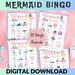 Birthday Party Game, Mermaid Bingo Cards, Under the Sea Party Theme ...