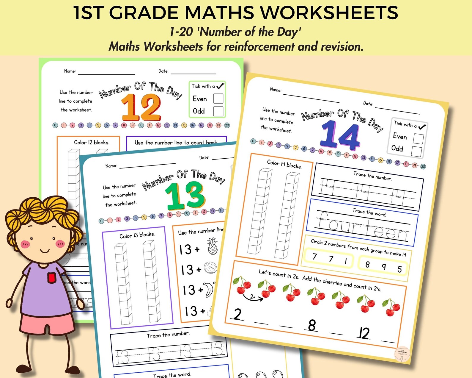 Maths Worksheets for Kindergarten and 1st Grade, Printables Addition ...