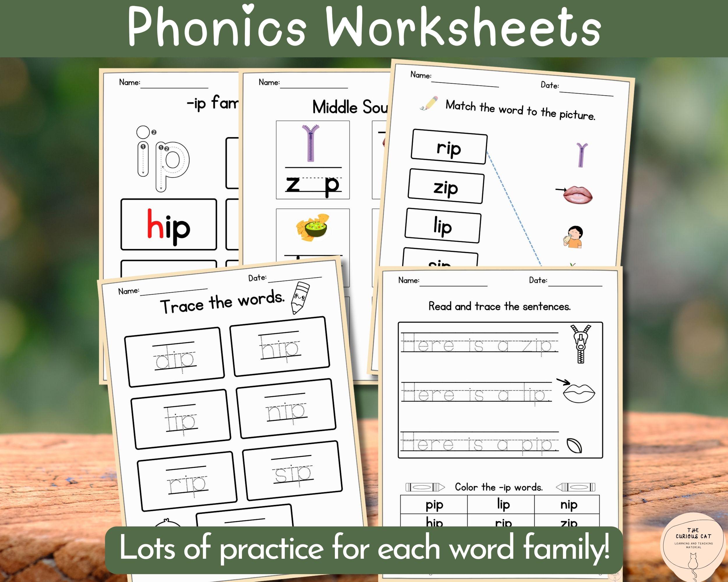 Phonics CVC Words Printable Worksheets for Kindergarten, CVC Word ...