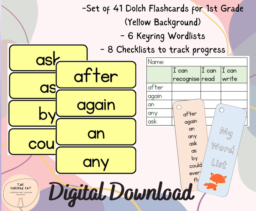 Sight Words, 1st Grade, Dolch, Year 1, Flashcards, Word Lists ...