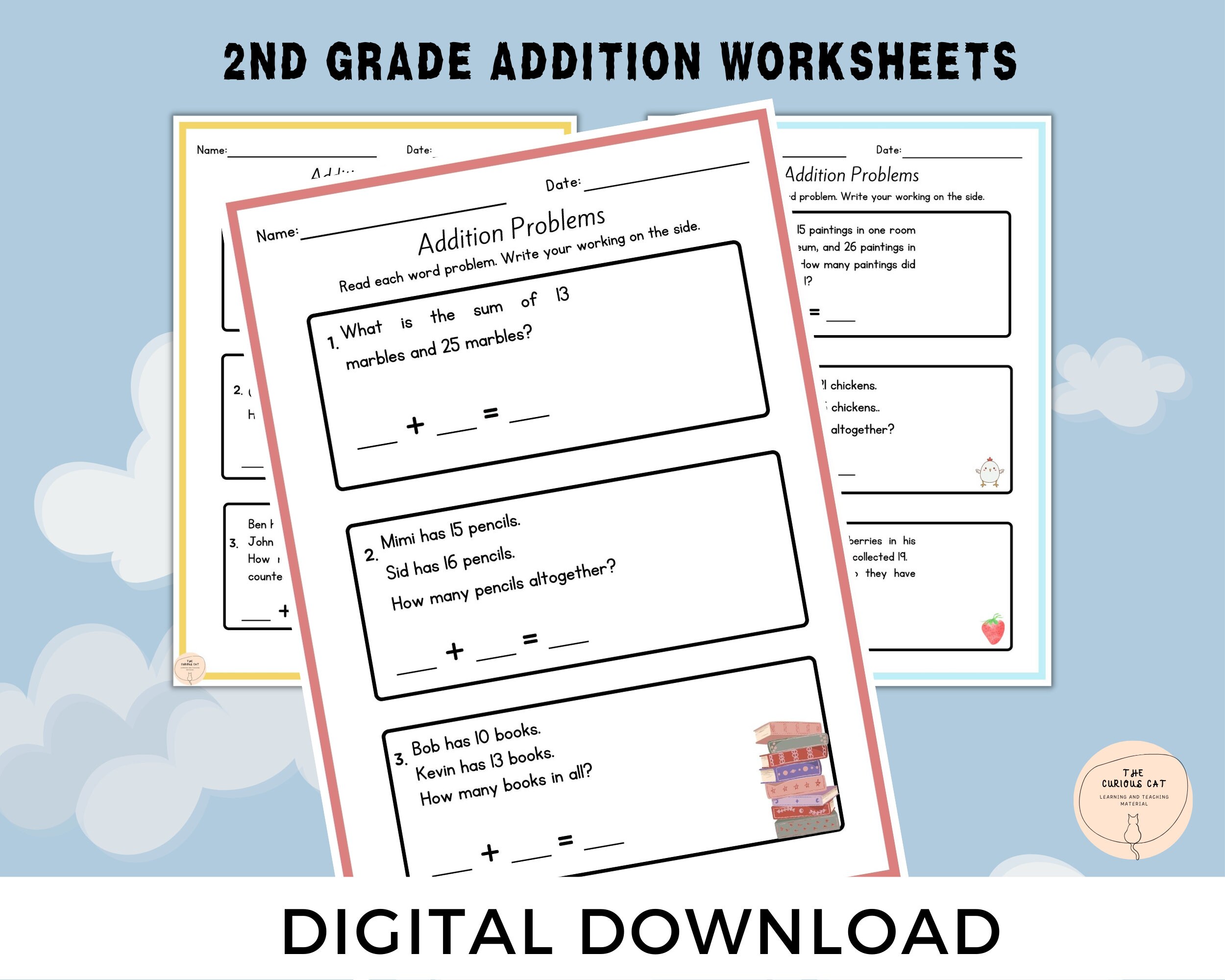 Addition Worksheets for 2nd Grade, Maths Printouts Educational Resource ...