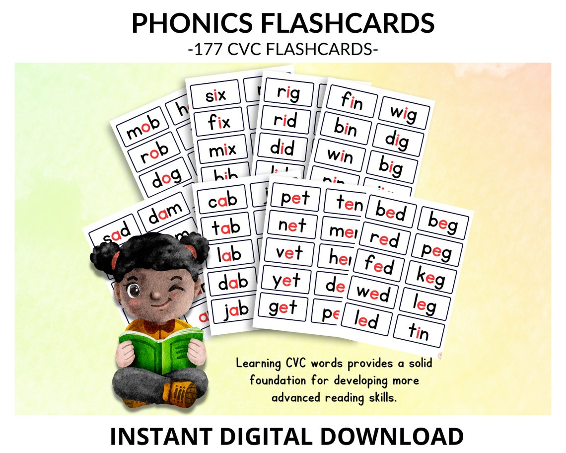 Phonics, CVC Word Flashcards, Consonant Vowel Consonant, Spelling ...