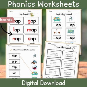 Phonics CVC Words Printable Worksheets for Kindergarten, CVC Word ...