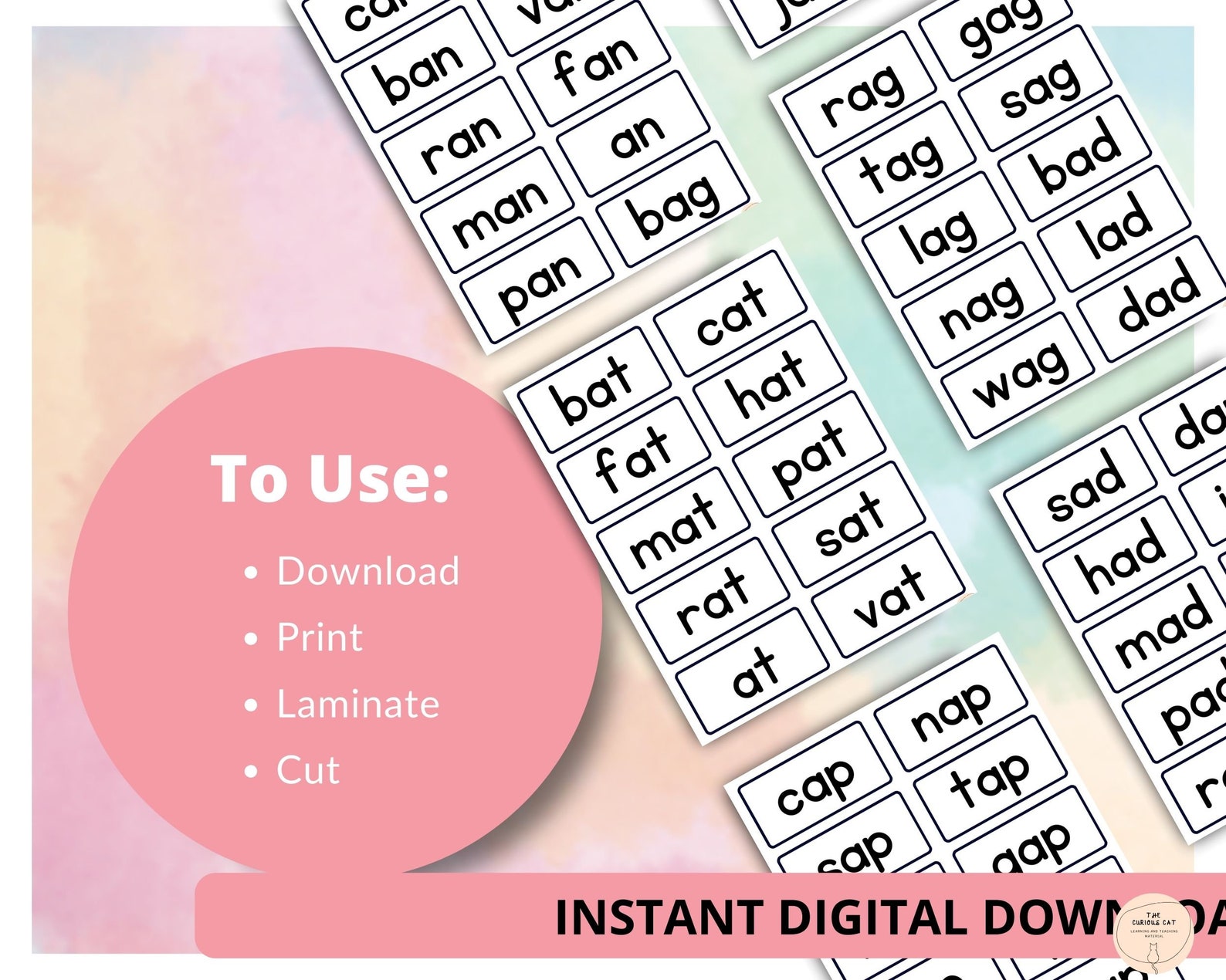 CVC Phonics Flashcards Cvc Word Kindergarten Phonics Phonemic Awareness ...