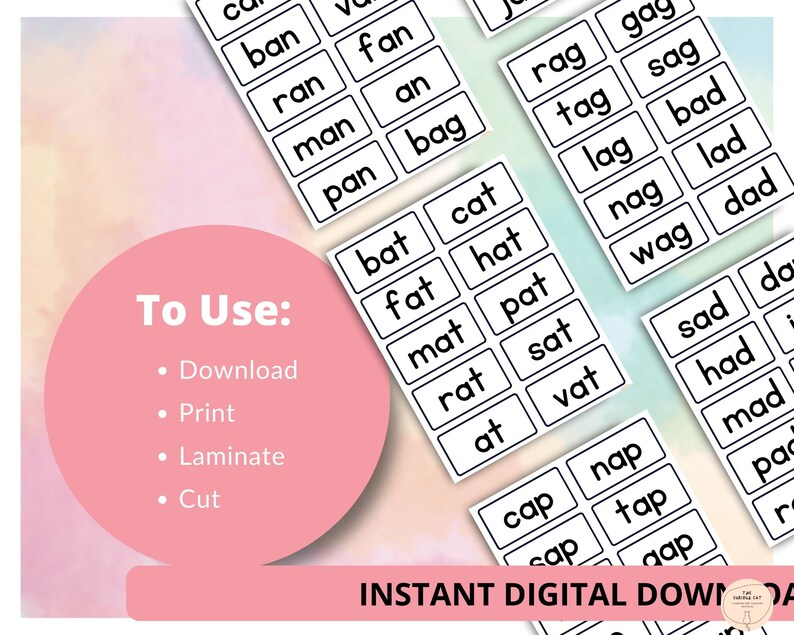 CVC Phonics Flashcards Cvc Word Kindergarten Phonics Phonemic Awareness ...