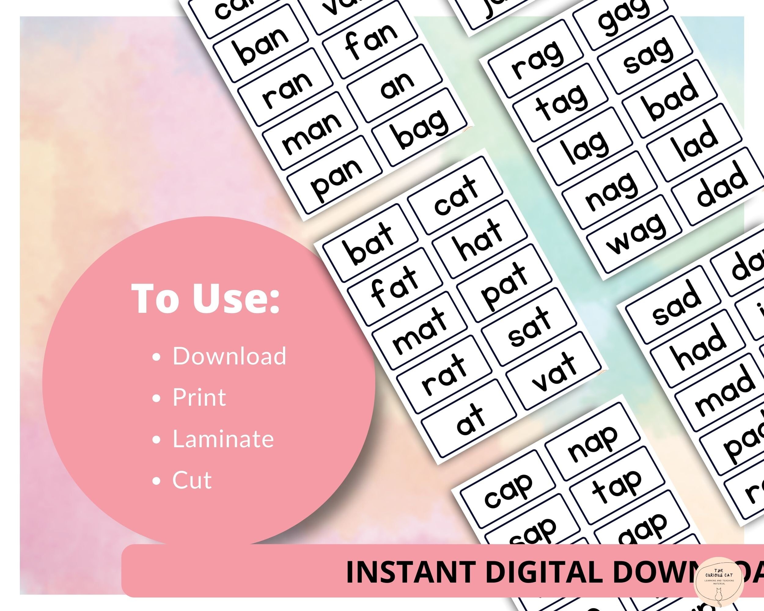 CVC Phonics Flashcards Cvc Word Kindergarten Phonics Phonemic Awareness ...