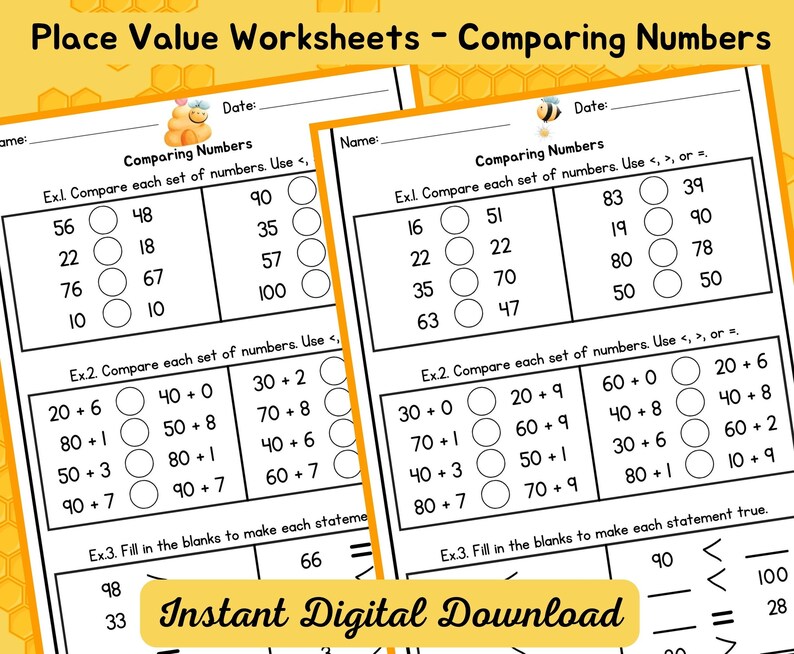 Number Worksheets, Maths Handouts, 1st Grade Place Value Printouts ...