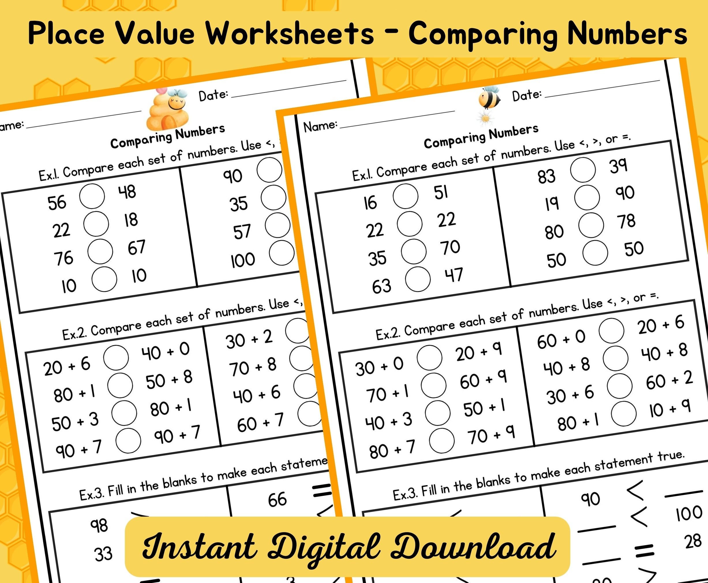 Number Worksheets, Maths Handouts, 1st Grade Place Value Printouts ...