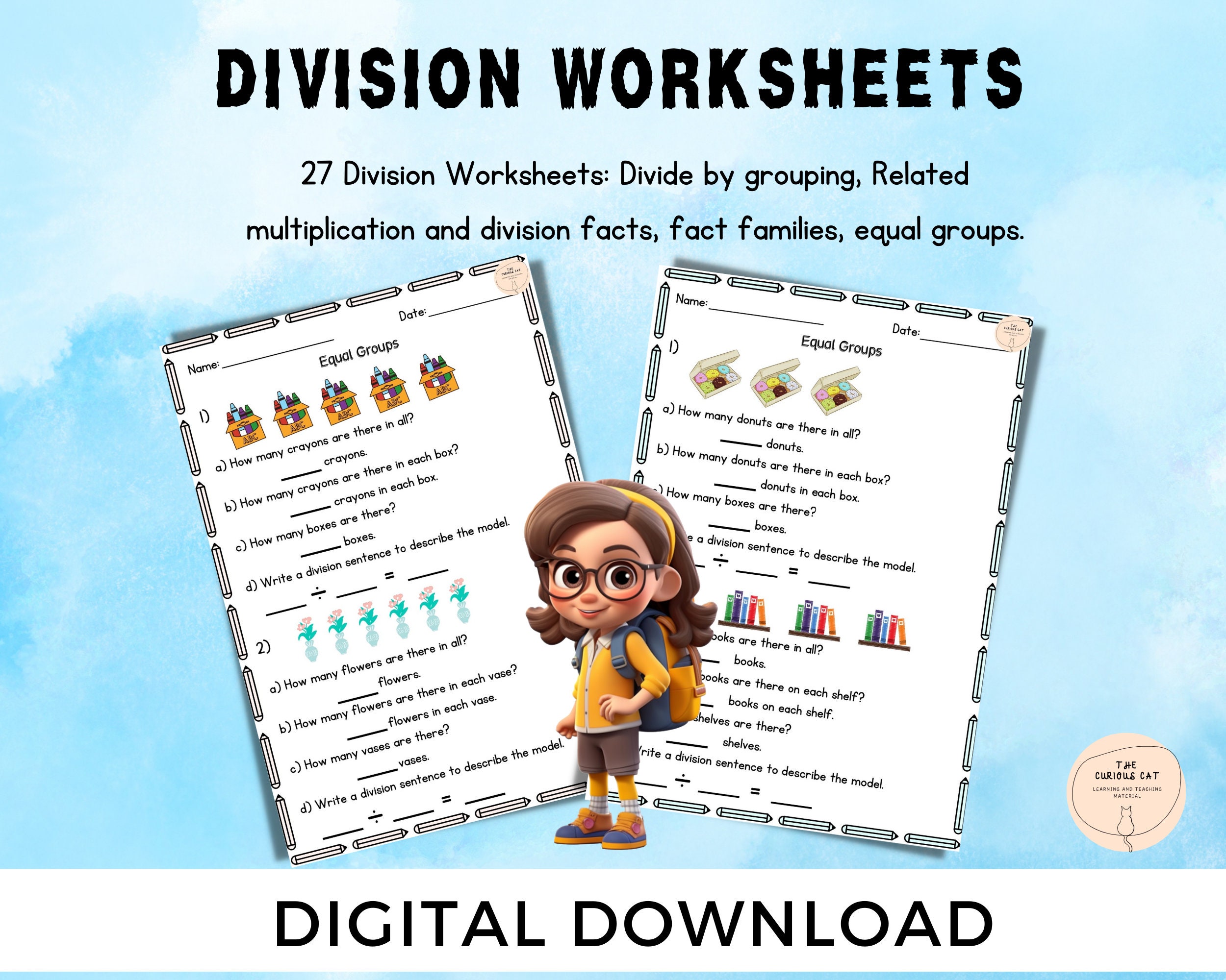 Maths Printables, Division Practice Worksheets, Maths for 2nd and 3rd ...