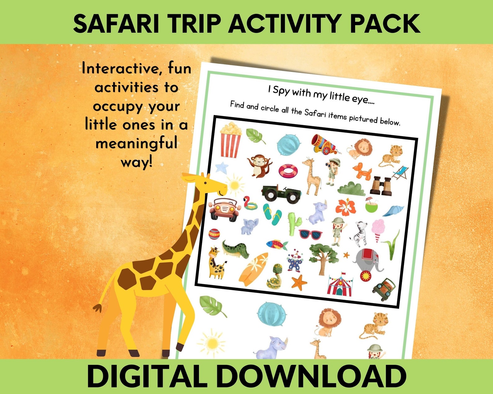 Kindergarten Printable, A Safari Trip Pack for Young Explorers, A ...