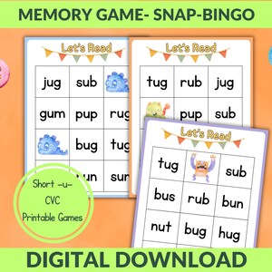 Phonics CVC for Kindergarten, Daycare Literacy CVC Bingo and Card Games ...