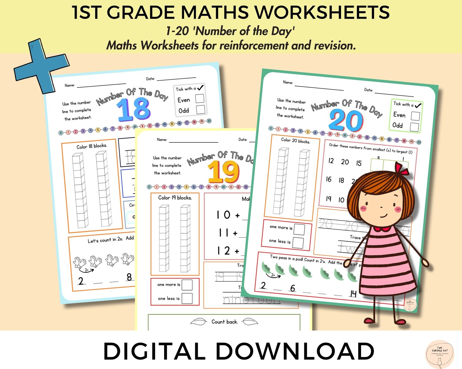 Maths Worksheets for Kindergarten and 1st Grade, Printables Addition ...