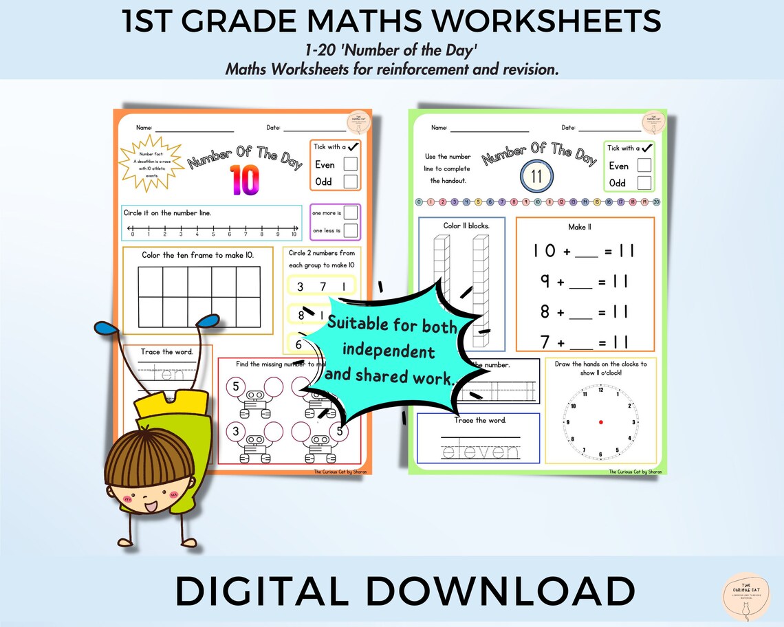 Maths Worksheets 1st Grade Printouts, Numbers 1 Till 20 Revision Work ...