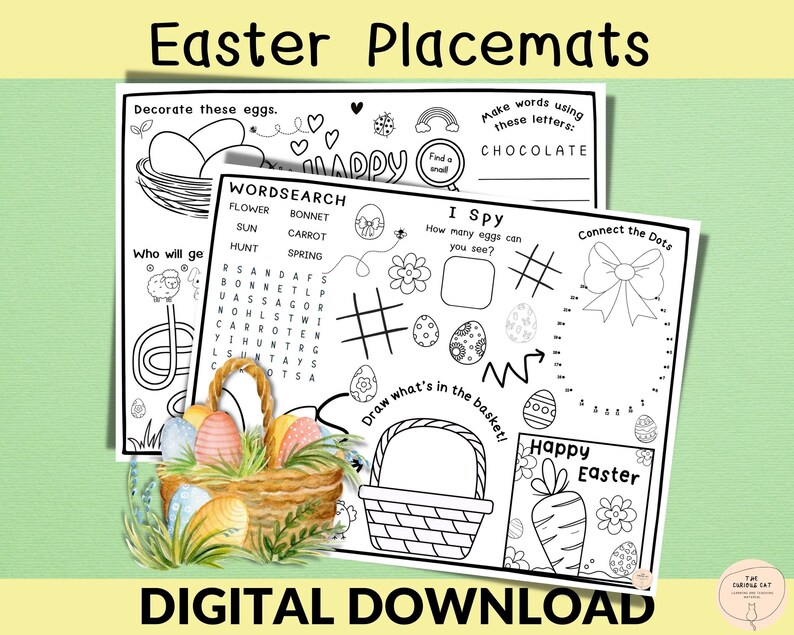 Easter Activity Placemats Easter Dinner Placemats for Kids Christian ...