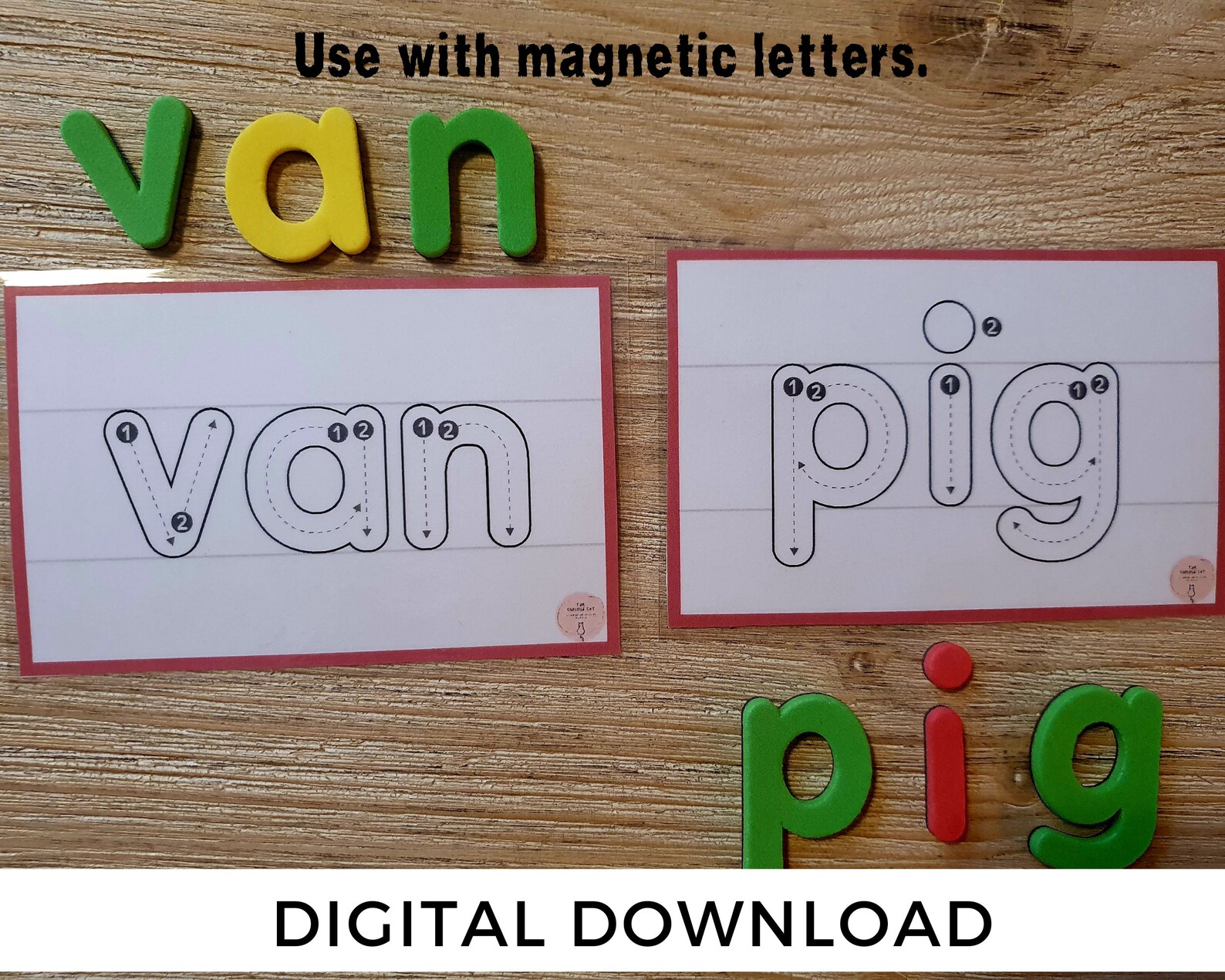 Phonics Tracing Flashcards, CVC Word Families Reading, Writing and ...