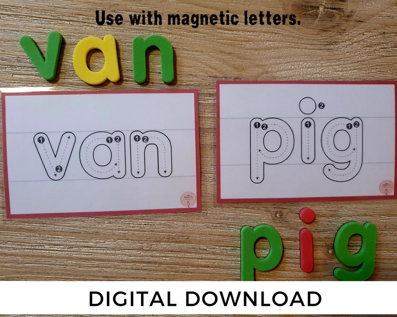 Phonics Tracing Flashcards, CVC Word Families Reading, Writing and ...