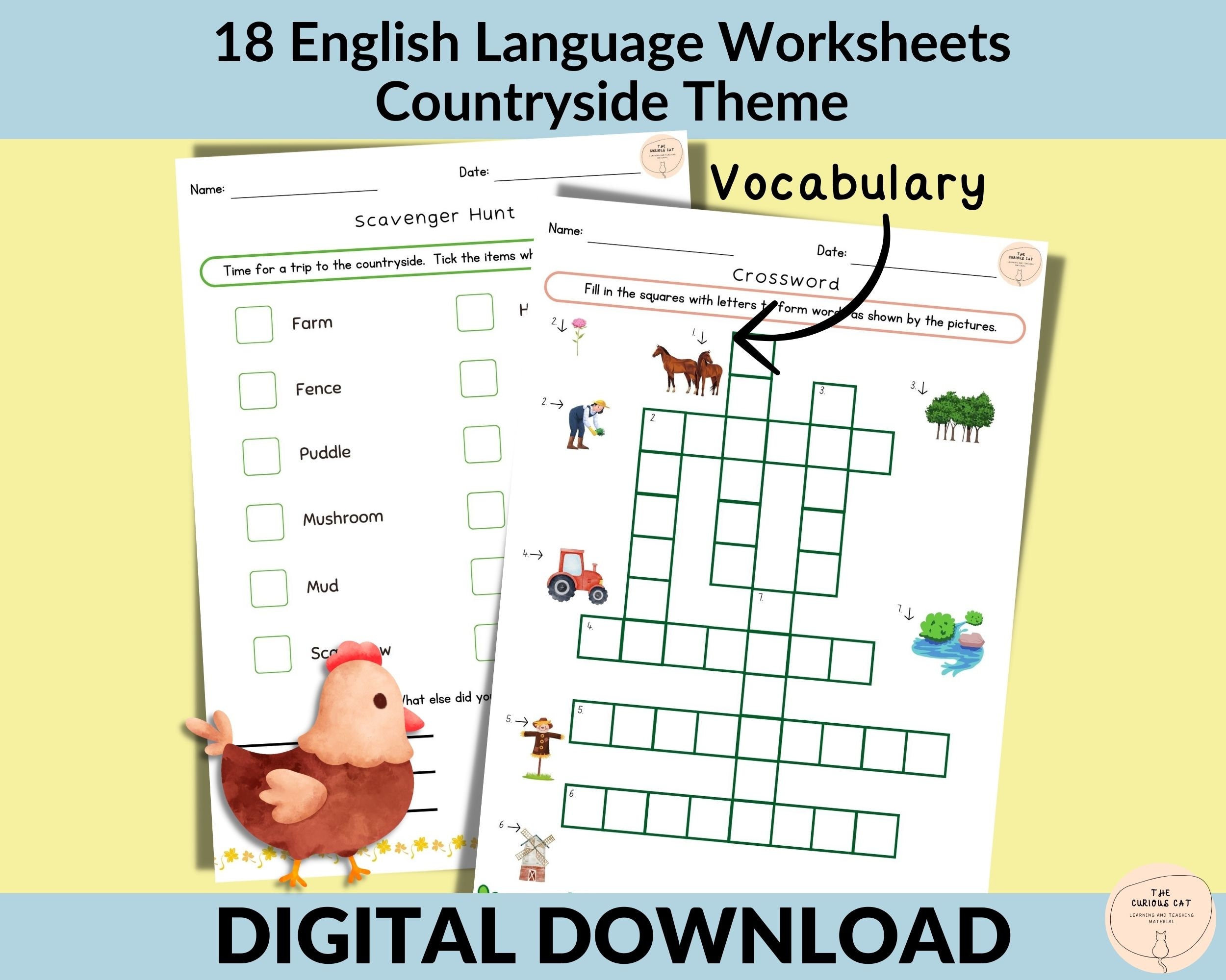 3rd Grade Worksheets, English Language Printables, 'in the Countryside ...