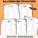 60 Maths Multiplication Practice Worksheets, Halloween Printables ...